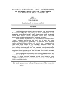 PENGEMBANGAN MEDIA PEMBELAJARAN E-CHEM (EXPERIMENT OF CHEMISTRY) INTERAKTIF MATERI ANALISIS ...